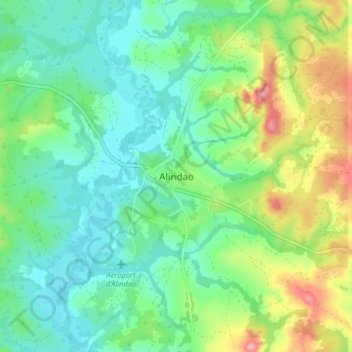 Alindao topographic map, elevation, terrain