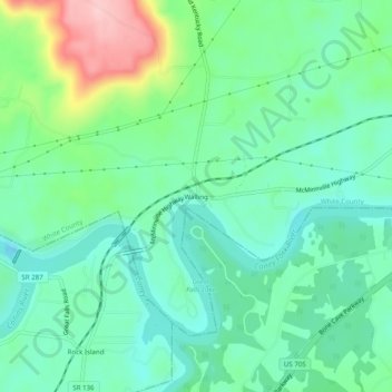 Walling topographic map, elevation, terrain