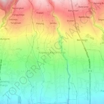 Kopeng Kepuhharjo topographic map, elevation, terrain