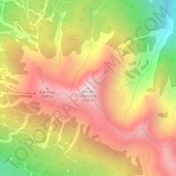 Mount Mackenzie topographic map, elevation, terrain