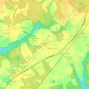 Kings Manor South topographic map, elevation, terrain