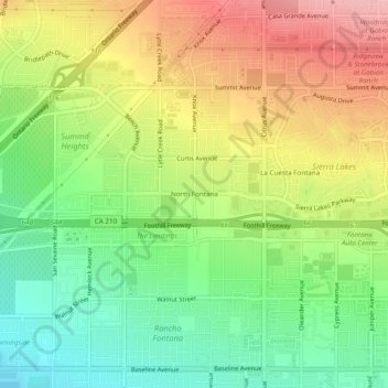 North Fontana topographic map, elevation, terrain