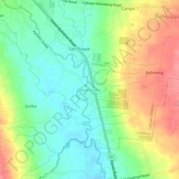 Riverside topographic map, elevation, terrain