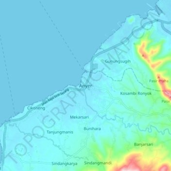 Anyer topographic map, elevation, terrain
