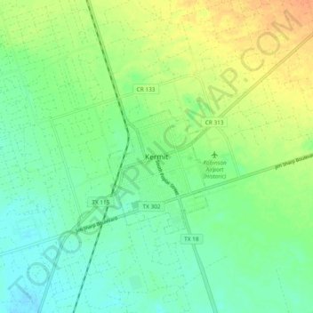Kermit topographic map, elevation, terrain