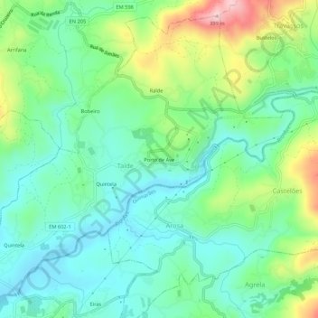 Porto de Ave topographic map, elevation, terrain