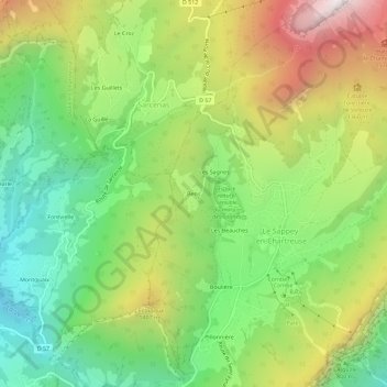 Bens topographic map, elevation, terrain