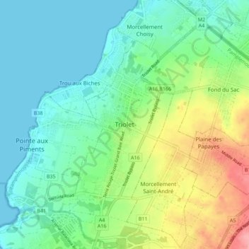 Triolet topographic map, elevation, terrain