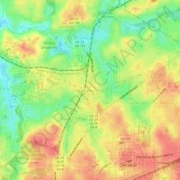 North Decatur topographic map, elevation, terrain
