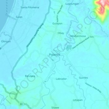 Polanco topographic map, elevation, terrain