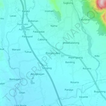 Pozorrubio topographic map, elevation, terrain