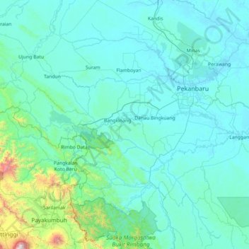 Kampar Regency topographic map, elevation, terrain