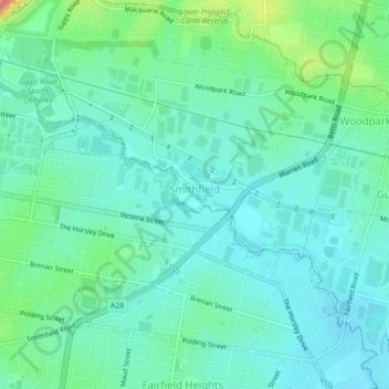 Smithfield topographic map, elevation, terrain