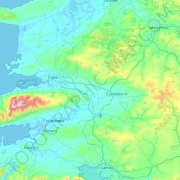 Tralee Municipal District topographic map, elevation, terrain