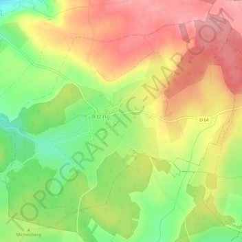 Ritzing topographic map, elevation, terrain