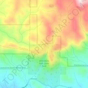 Amicalola Falls State Park topographic map, elevation, terrain