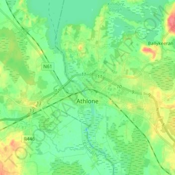 Athlone topographic map, elevation, terrain