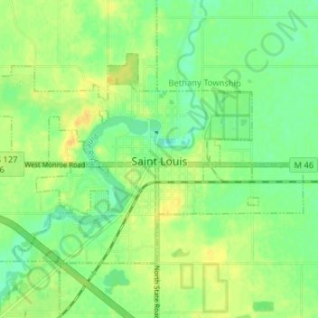 Saint Louis topographic map, elevation, terrain