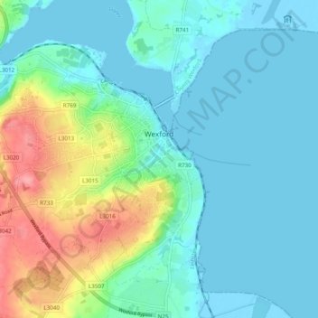 Wexford topographic map, elevation, terrain