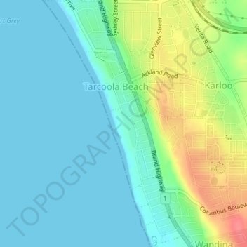 Tarcoola Beach topographic map, elevation, terrain