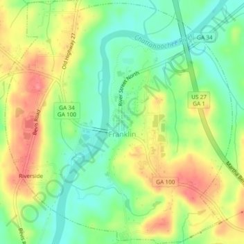 Franklin topographic map, elevation, terrain