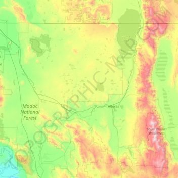 Modoc County topographic map, elevation, terrain