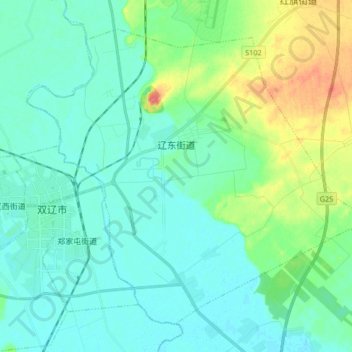 Liaodong Subdistrict topographic map, elevation, terrain