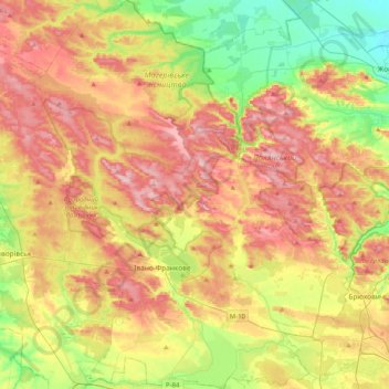 Ivano-Frankove Settlement Hromada topographic map, elevation, terrain