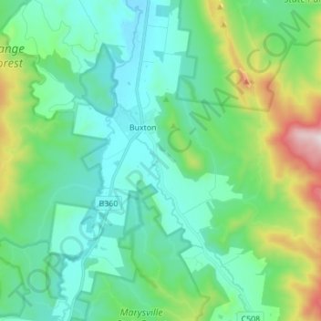 Buxton topographic map, elevation, terrain