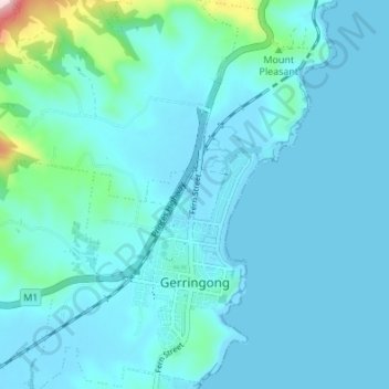Gerringong topographic map, elevation, terrain