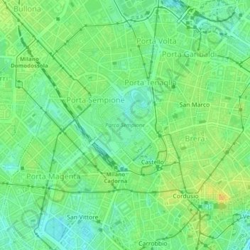 Parco Sempione topographic map, elevation, terrain