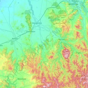 Rural City of Wangaratta topographic map, elevation, terrain