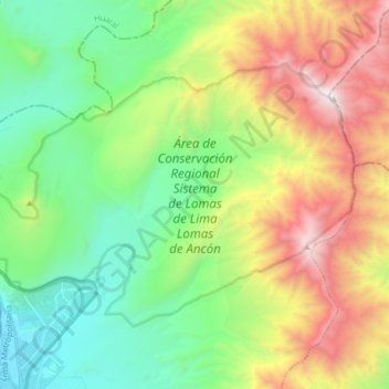 Área de Conservación Regional Sistema de Lomas de Lima Lomas de Ancón topographic map, elevation ...