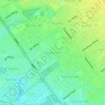 Sector 43 topographic map, elevation, terrain