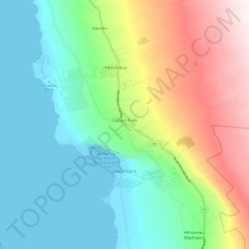 Captain Cook topographic map, elevation, terrain