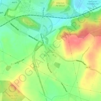 Wellow CP topographic map, elevation, terrain
