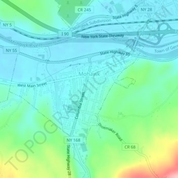 Village of Mohawk topographic map, elevation, terrain