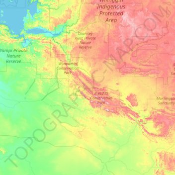 King Leopold Ranges topographic map, elevation, terrain