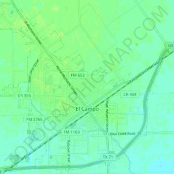 El Campo topographic map, elevation, terrain