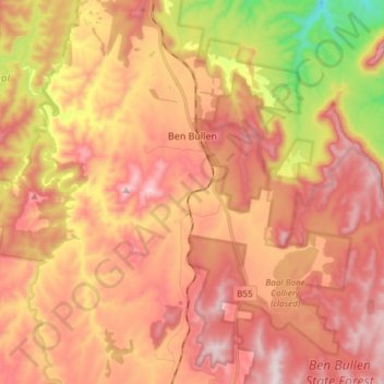 Ben Bullen topographic map, elevation, terrain