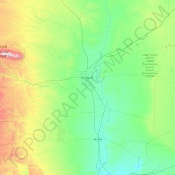 Chaves County topographic map, elevation, terrain