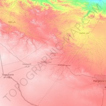 Gabiley District topographic map, elevation, terrain