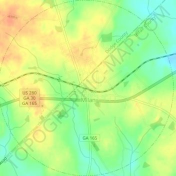 Milan topographic map, elevation, terrain