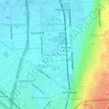 Devon Park topographic map, elevation, terrain