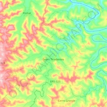 Novo Tiradentes topographic map, elevation, terrain