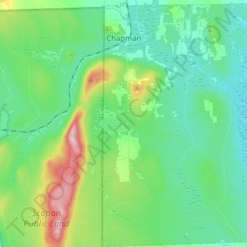 Chapman topographic map, elevation, terrain