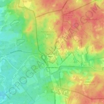 Hoenderloo topographic map, elevation, terrain