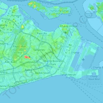 East Region topographic map, elevation, terrain