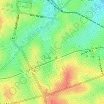 Lakemba topographic map, elevation, terrain