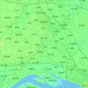 Rugao topographic map, elevation, terrain